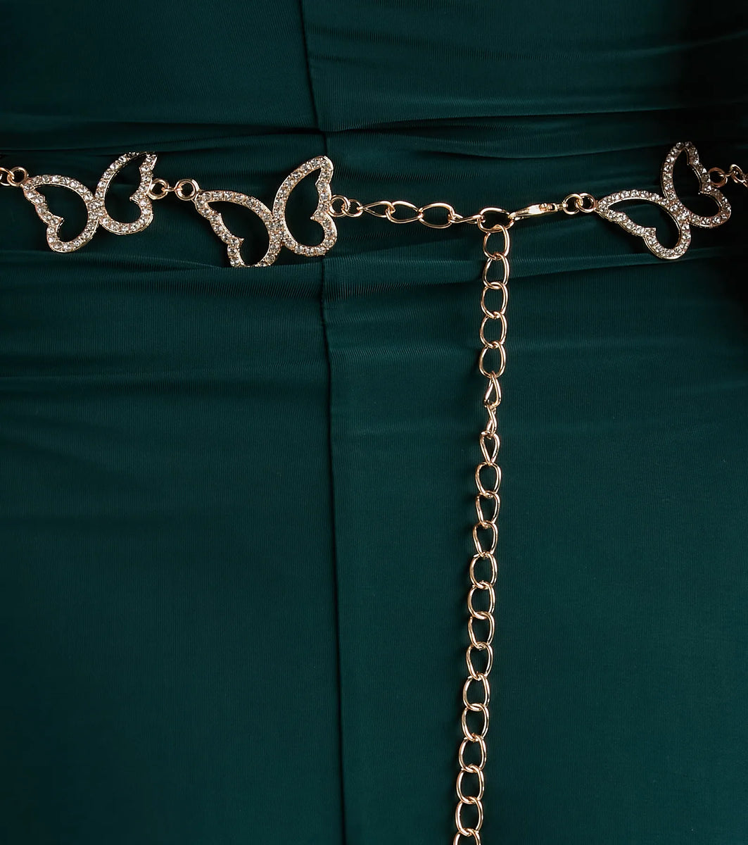 Time To Flutter Rhinestone Butterfly Chain Belt & Windsor