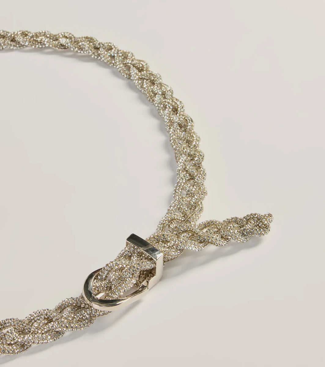 Definition Of Glam Rhinestone Braided Belt & Windsor