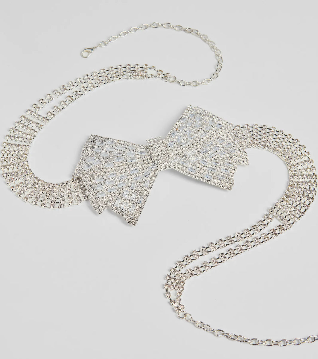 Sealed In Luxe Rhinestone Bow Belt & Windsor