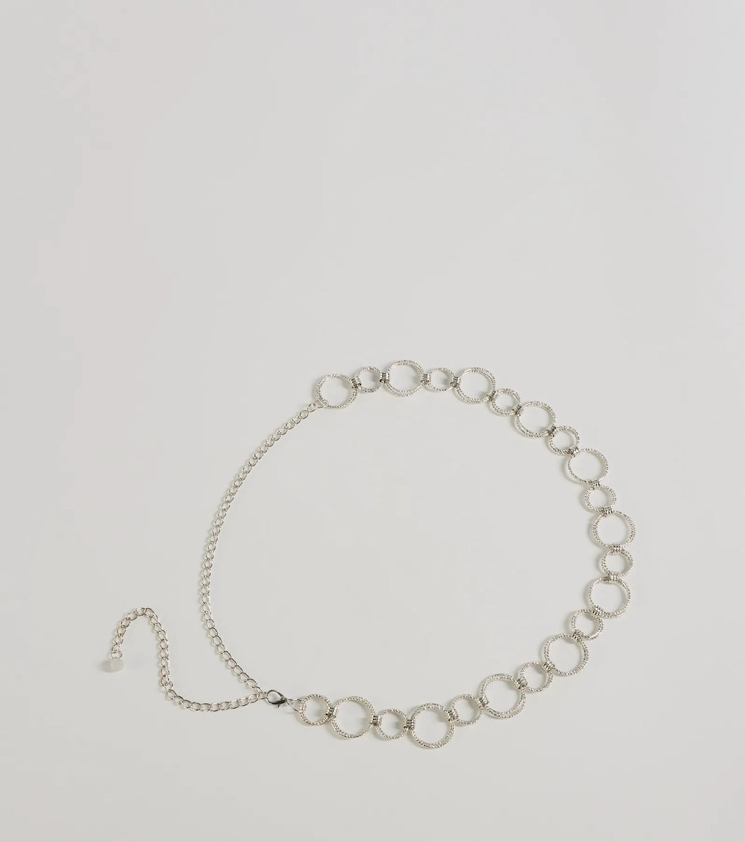 Glow On Rhinestone O-Ring Chain Belt & Windsor