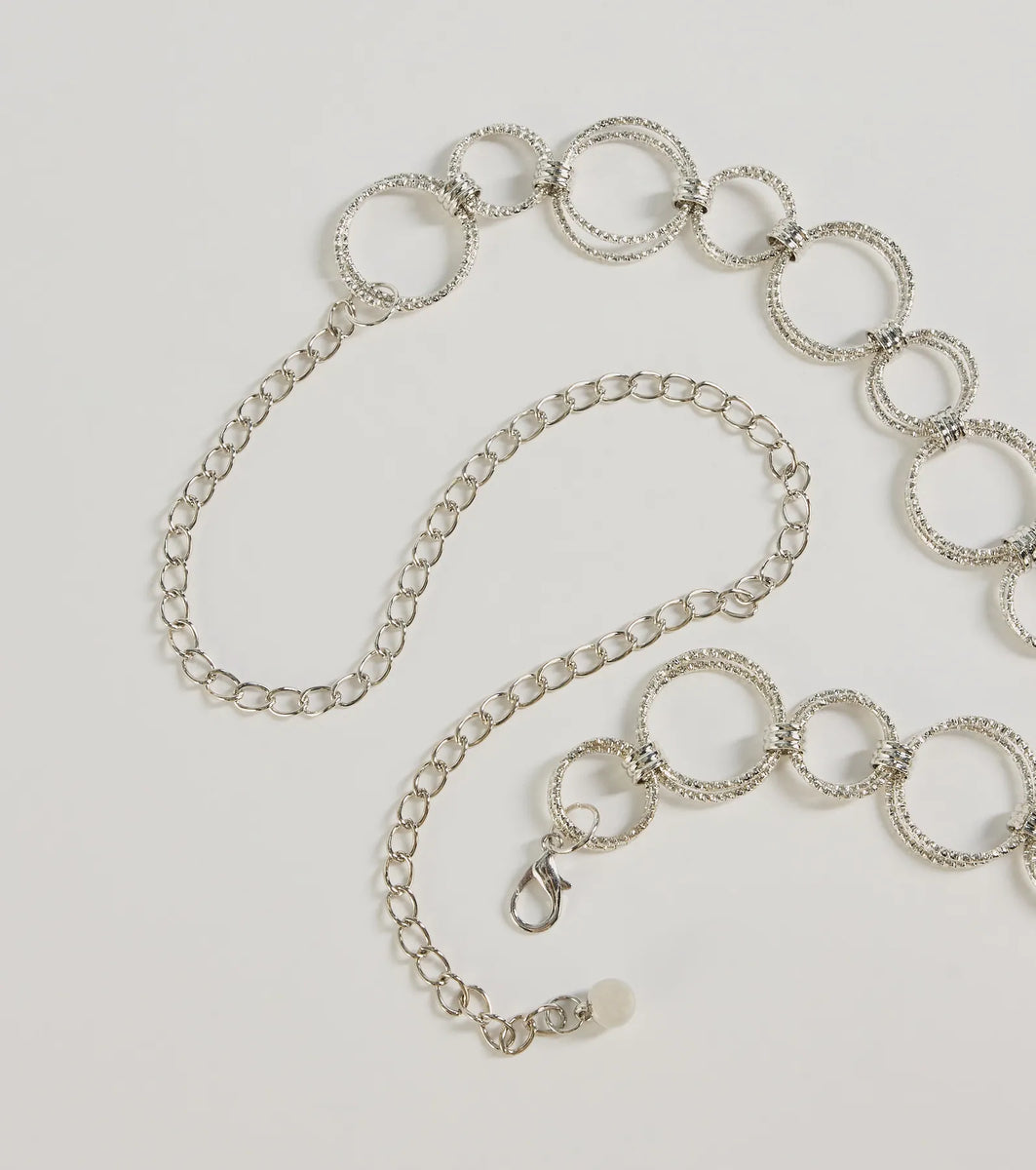 Glow On Rhinestone O-Ring Chain Belt & Windsor