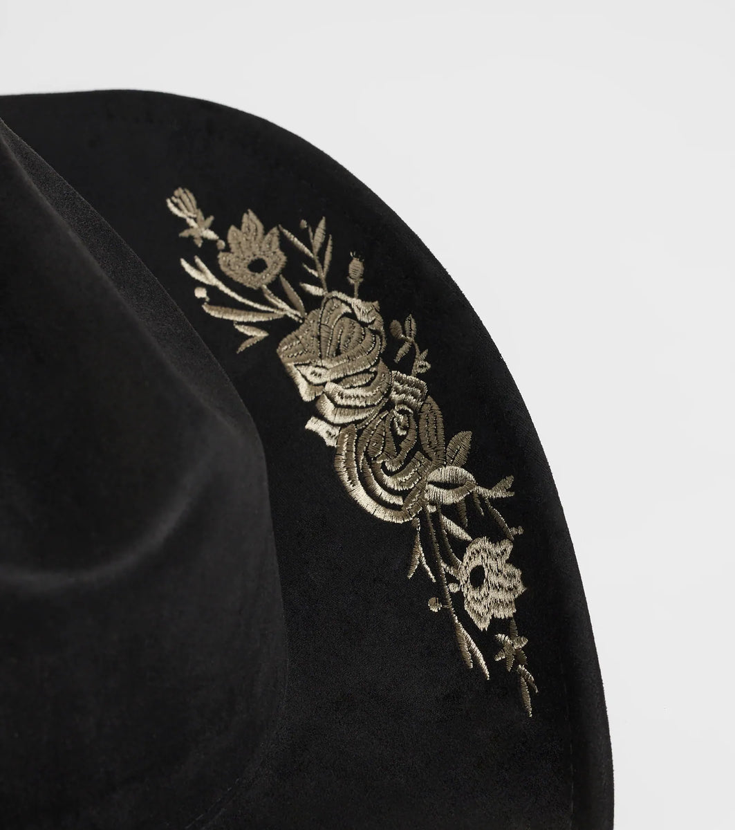 Western Blooms Embroidered Rose Cowboy Hat & Windsor