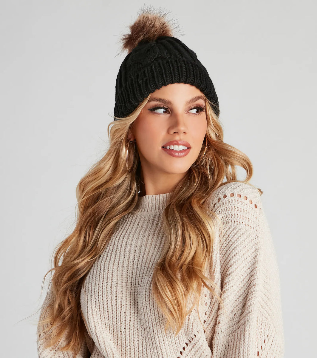 All The Cozy Feels Faux Fur Knit Beanie & Windsor