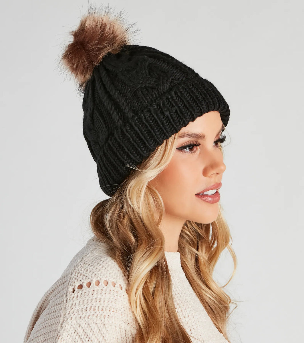 All The Cozy Feels Faux Fur Knit Beanie & Windsor