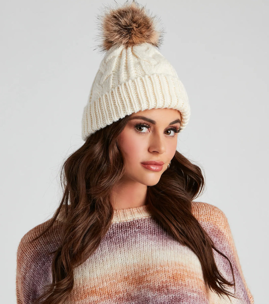All The Cozy Feels Faux Fur Knit Beanie & Windsor