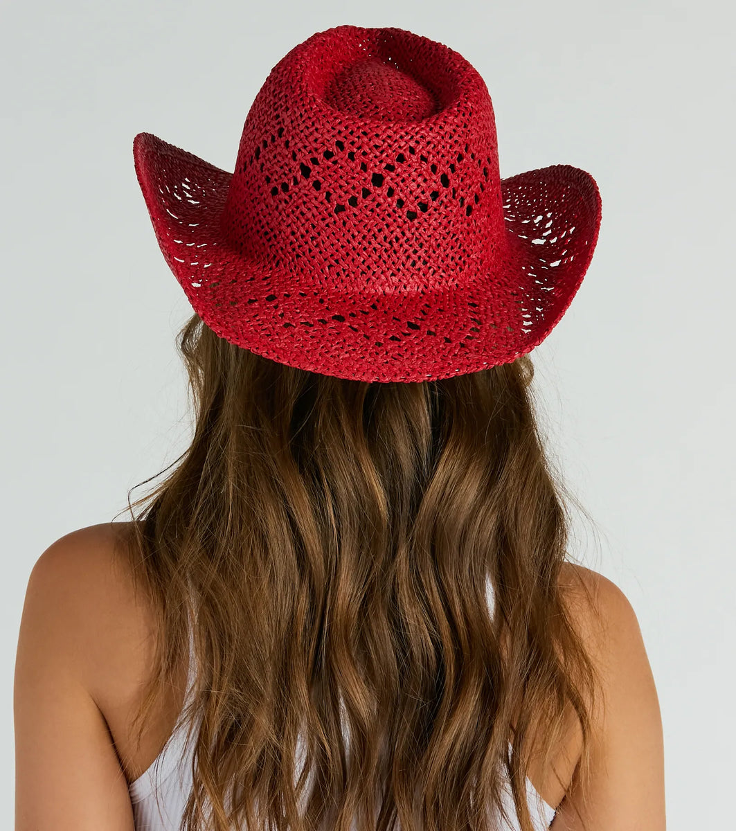 Country Girl At Heart Straw Cowboy Hat & Windsor