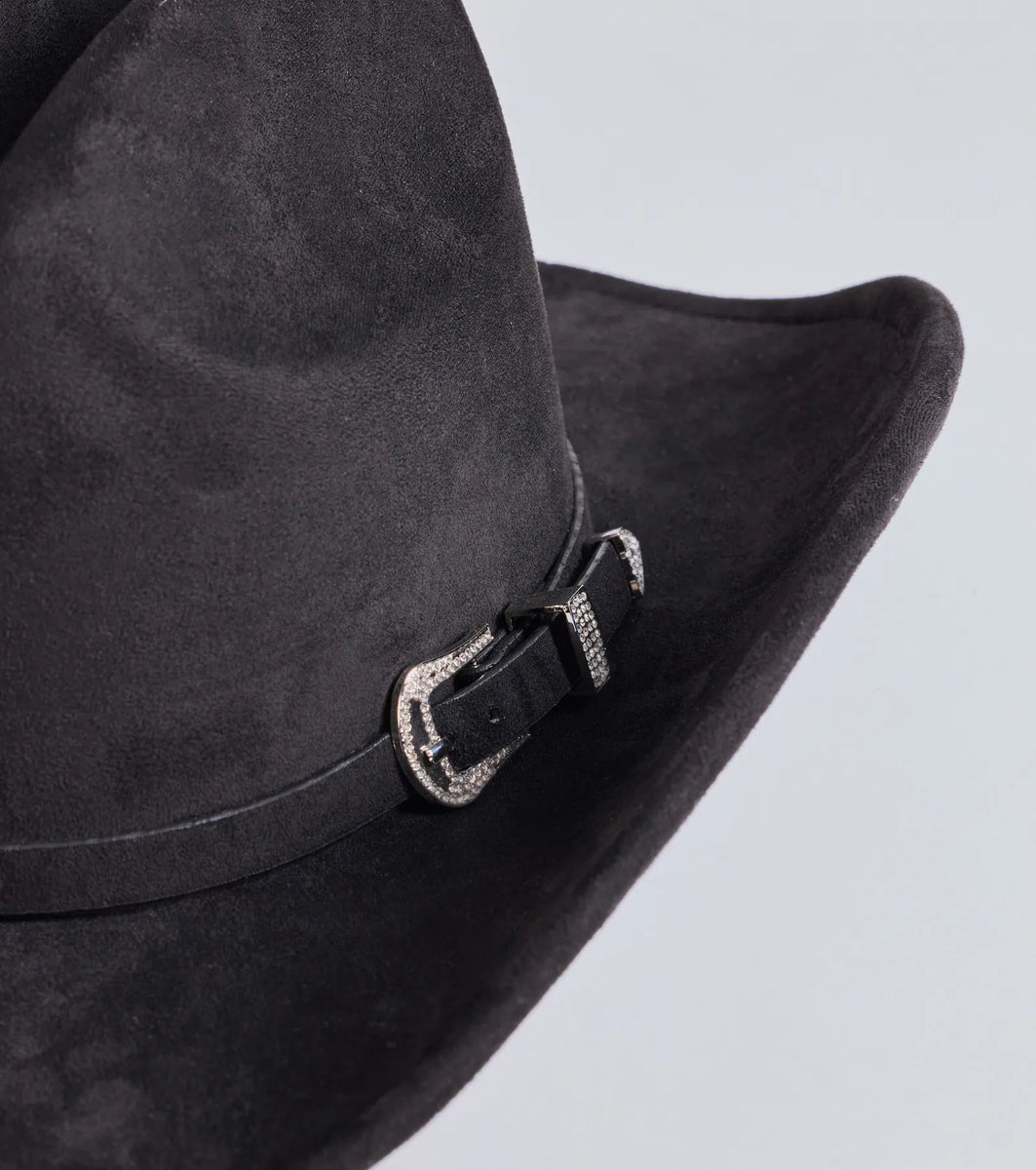 Glam Western Vibe Rhinestone Buckle Strap Cowboy Hat & Windsor