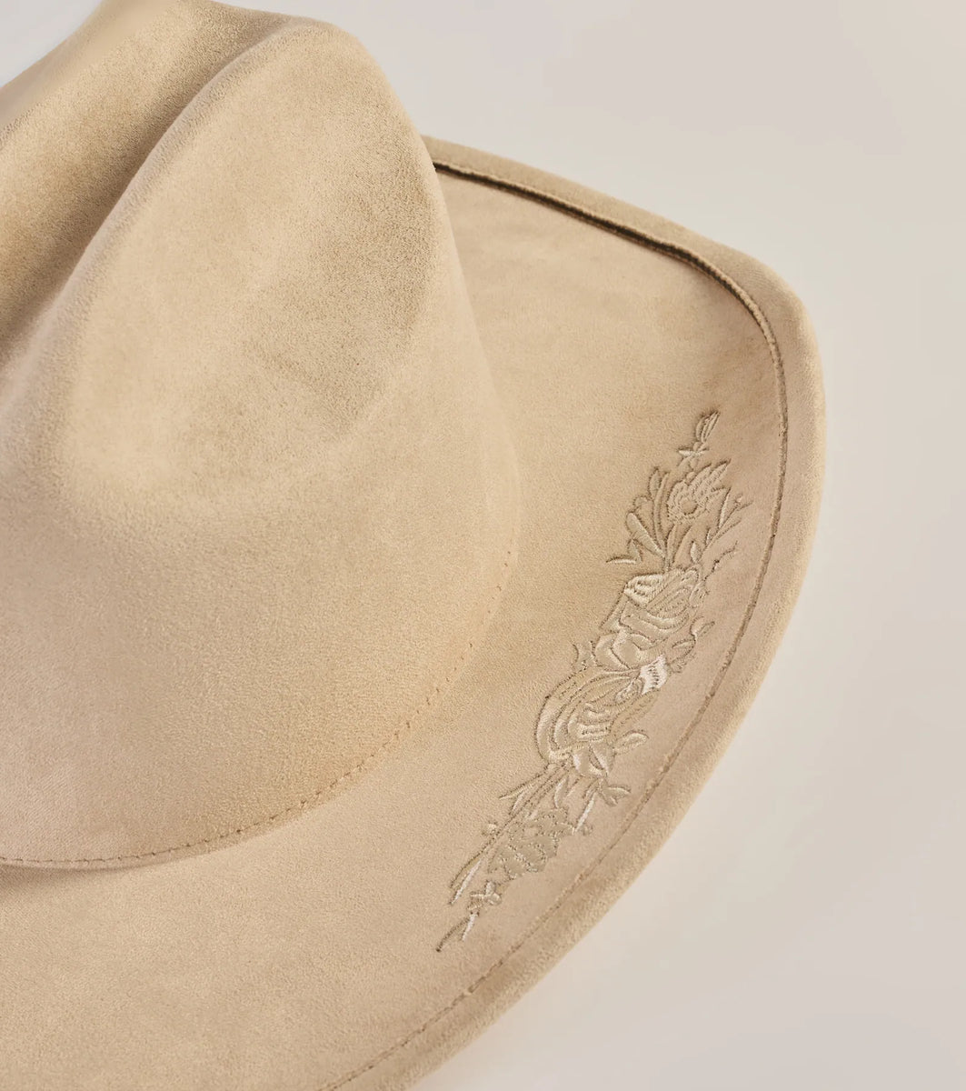Western Romance Embroidered Floral Cowboy Hat & Windsor