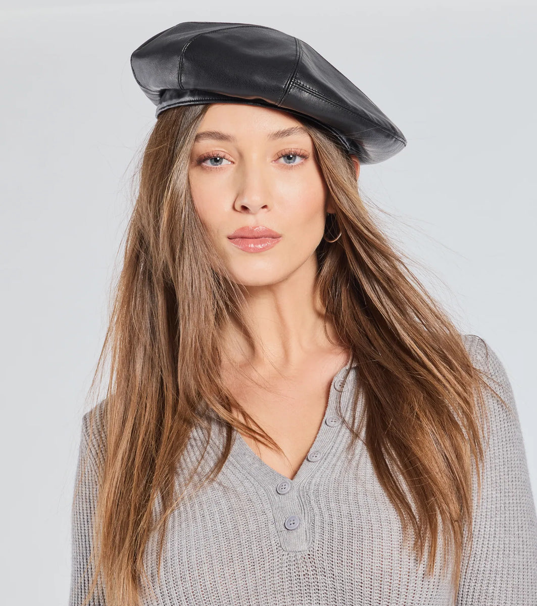 Parisian Chic Faux Leather Beret & Windsor
