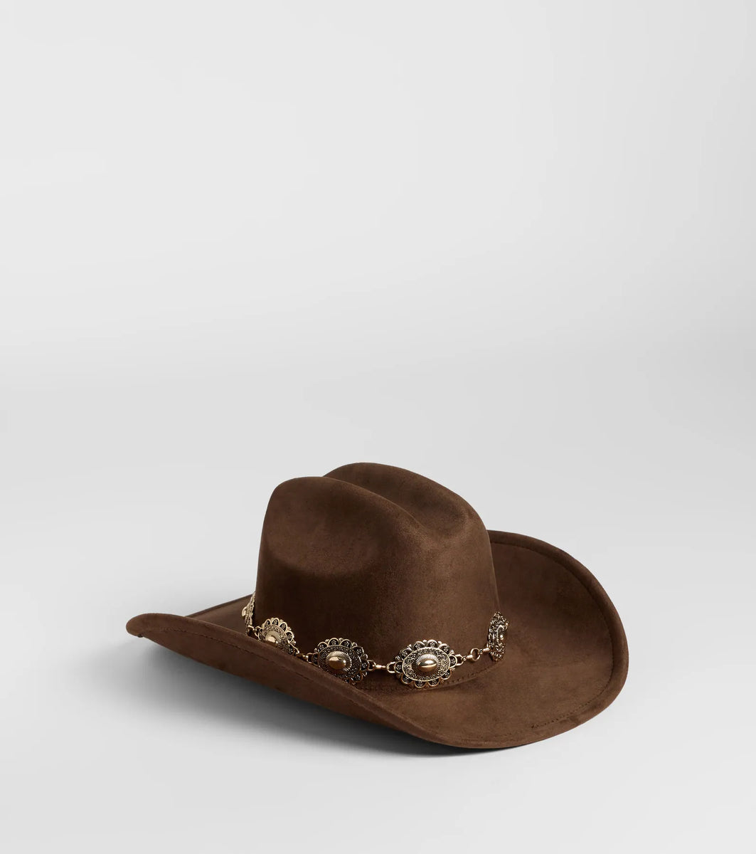Nice Gal Concho Faux Suede Cowboy Hat & Windsor