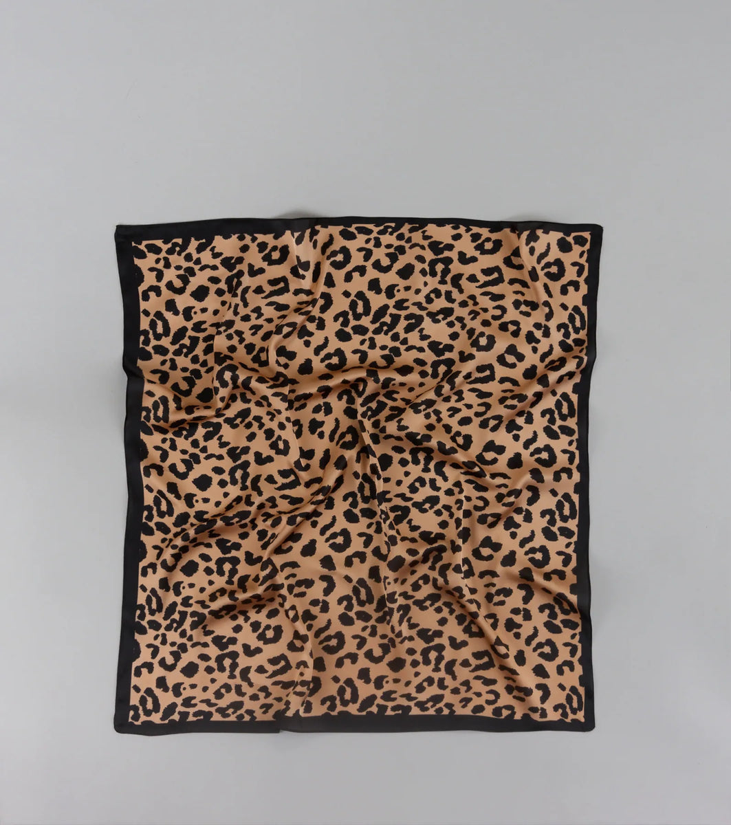 Sleek Purrfection Leopard Print Satin Scarf & Windsor