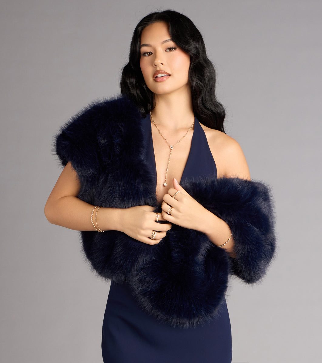 Wrapped In Luxe Faux Fur Shawl & Windsor