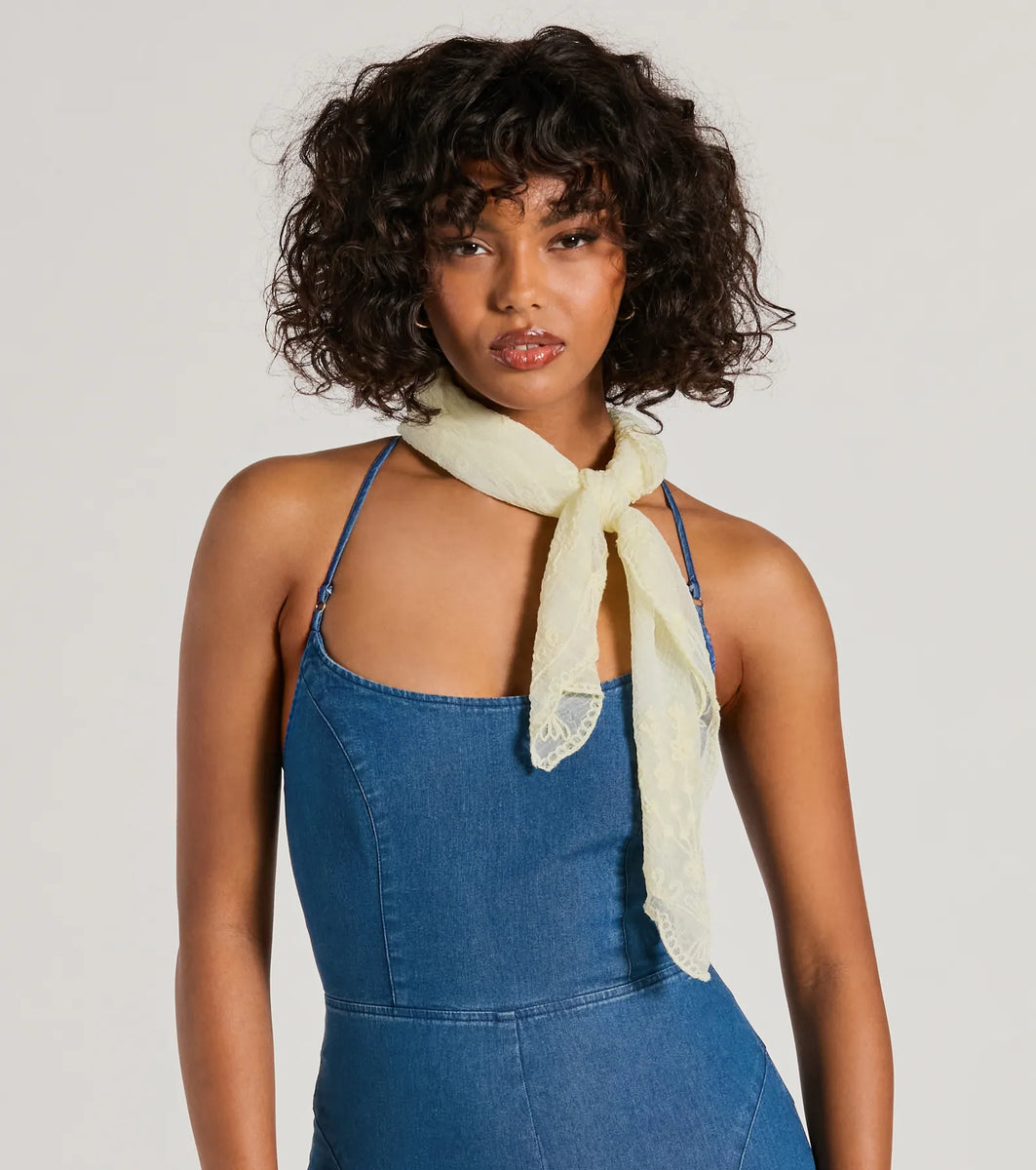 Forever Adorable Embroidered Sheer Head Scarf & Windsor