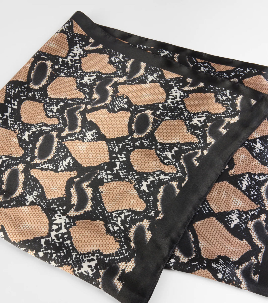 Slithery Style Snake Print Satin Scarf & Windsor