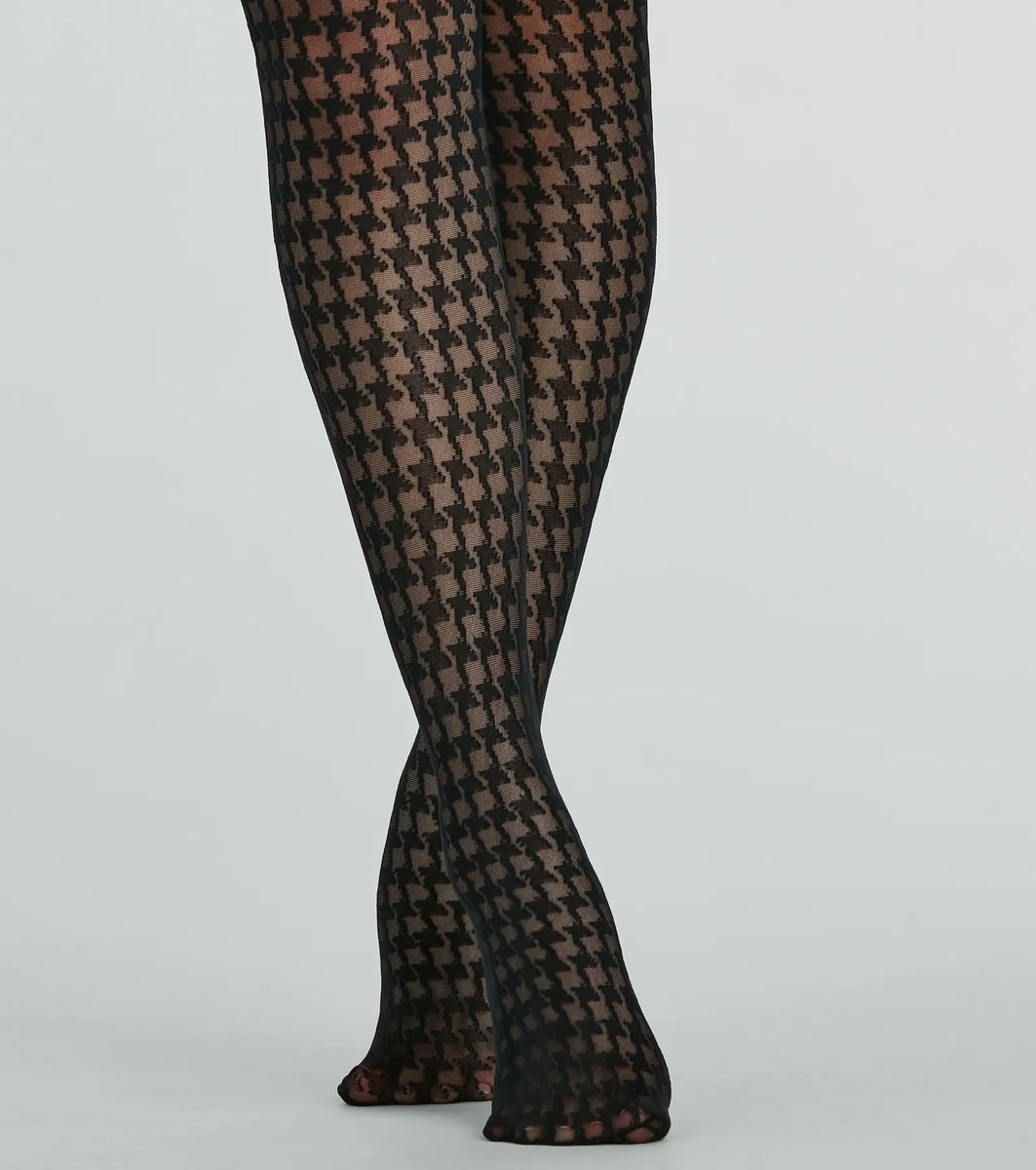 Chic Girl Vibes Sheer Houndstooth Tights & Windsor