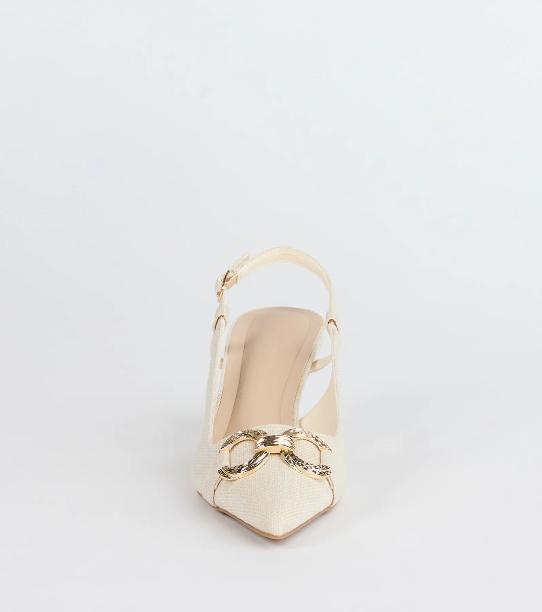 Summer Fave Linen Slingback Stiletto Pumps & Windsor