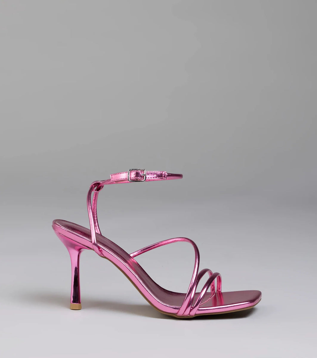 Edgy Elegance Metallic Strappy Stiletto Heels & Windsor
