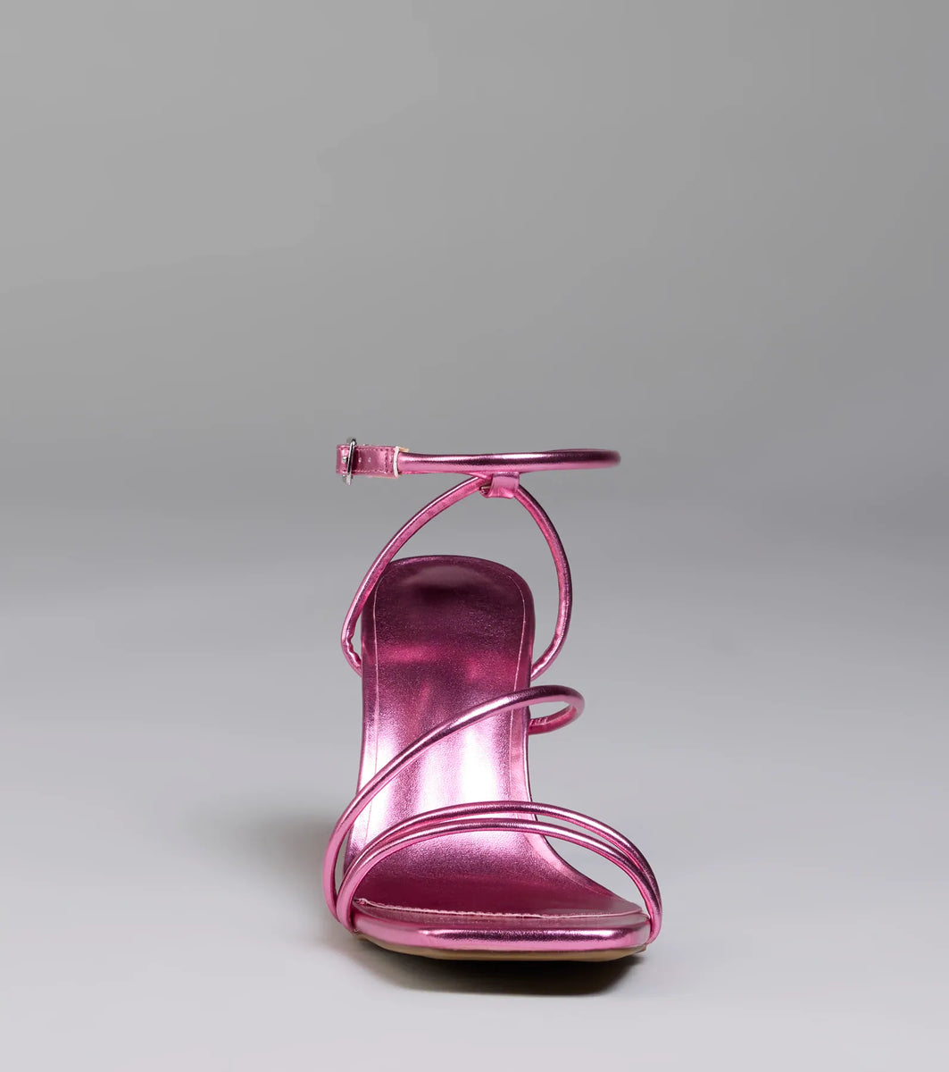 Edgy Elegance Metallic Strappy Stiletto Heels & Windsor