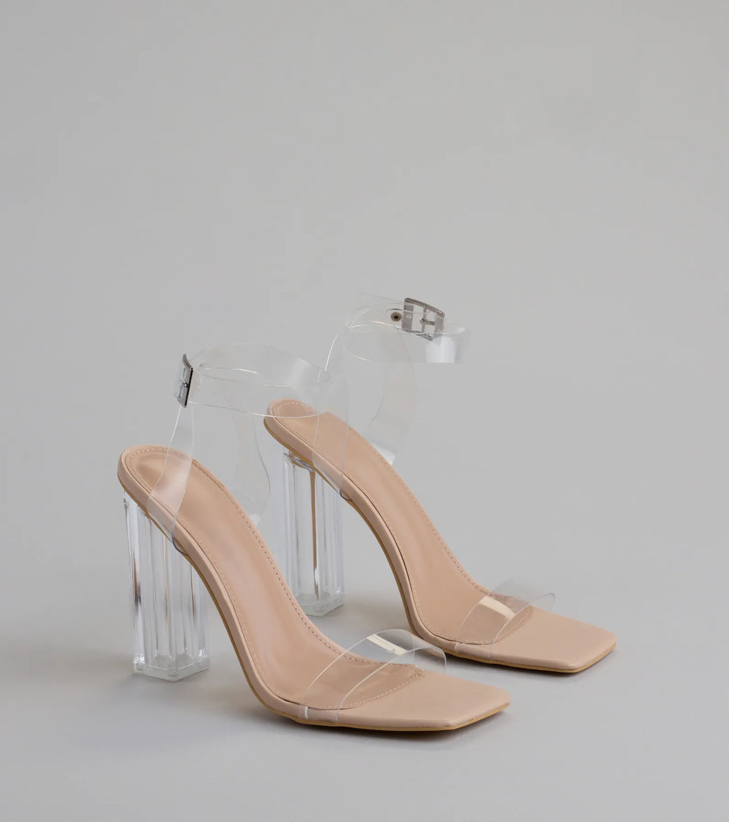 Clearly Chic Square Toe Block Heels & Windsor