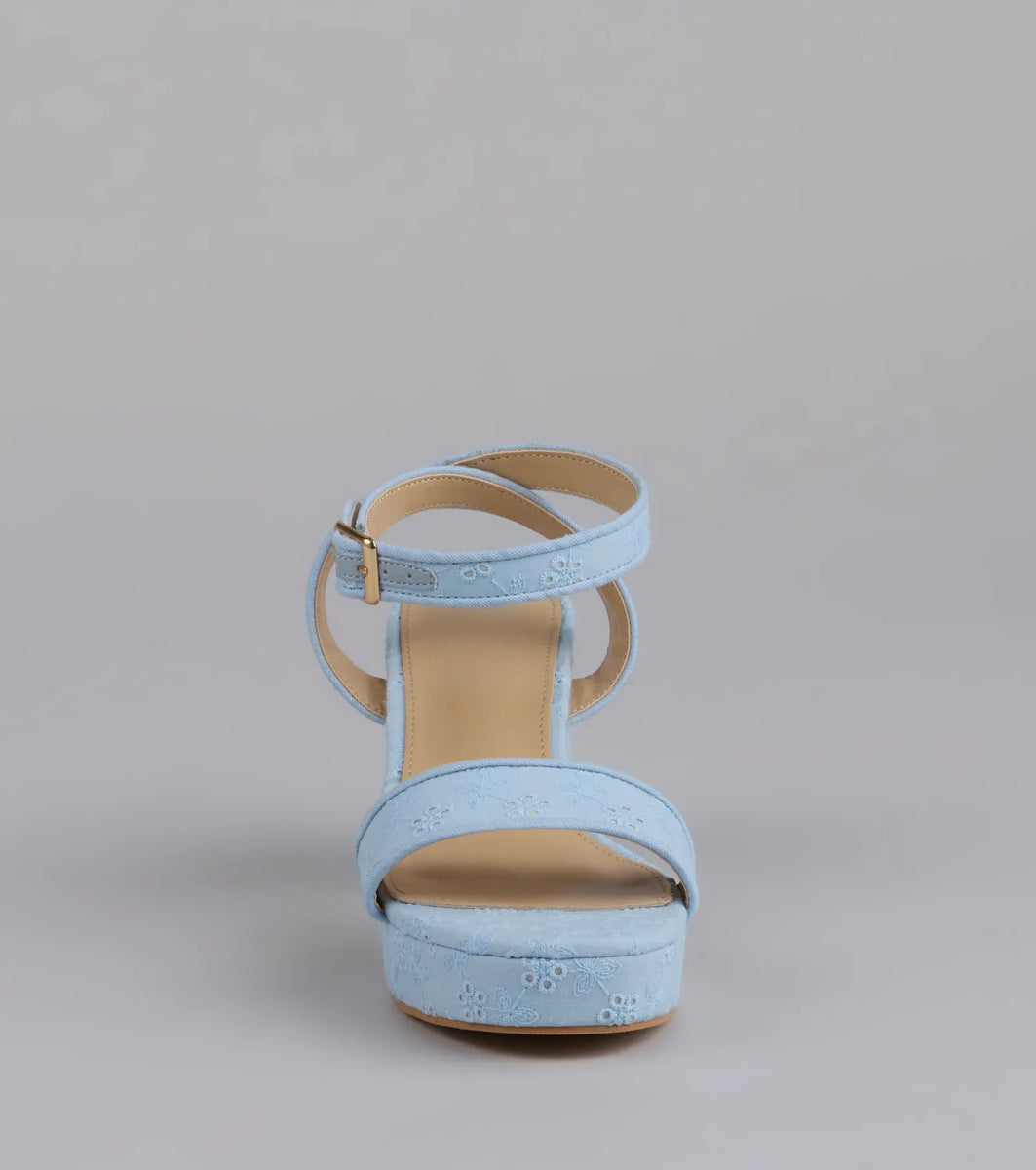 Stroll The Town Eyelet Platform Block Heels & Windsor