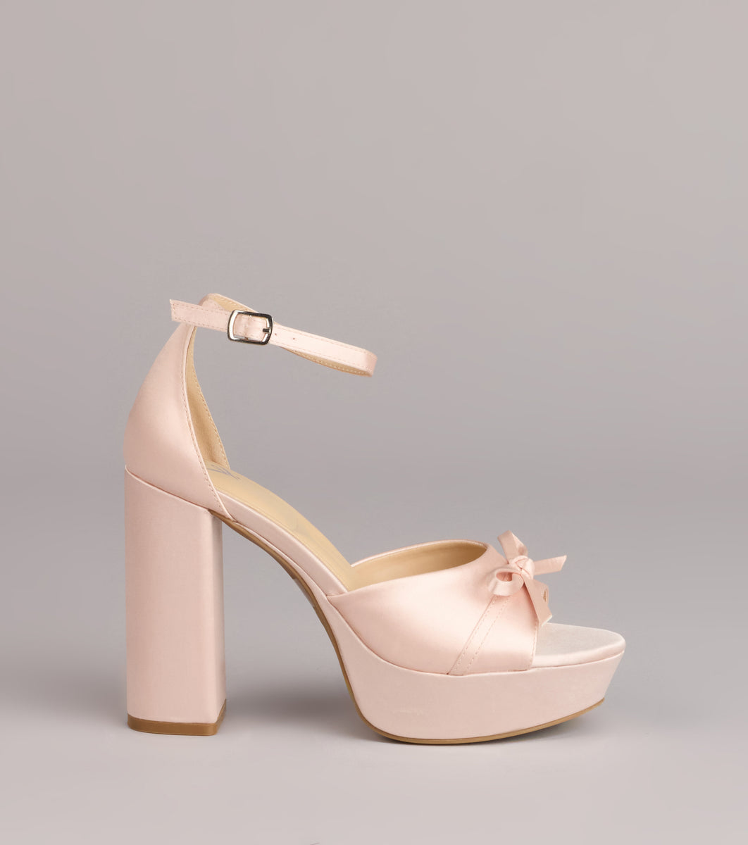 Sweet Statement Satin Bow Block Heels & Windsor