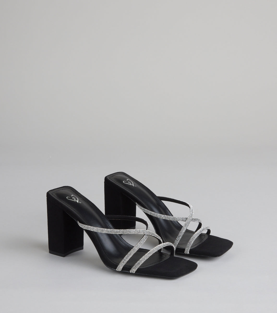 Strut Strategy Rhinestone Strappy Mules & Windsor