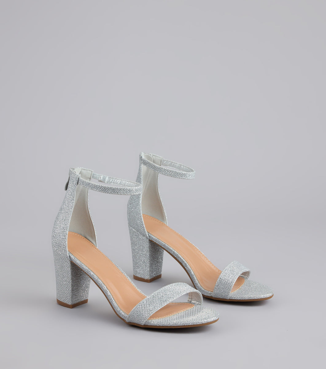 Cue The Compliments Glitter Block Heels & Windsor