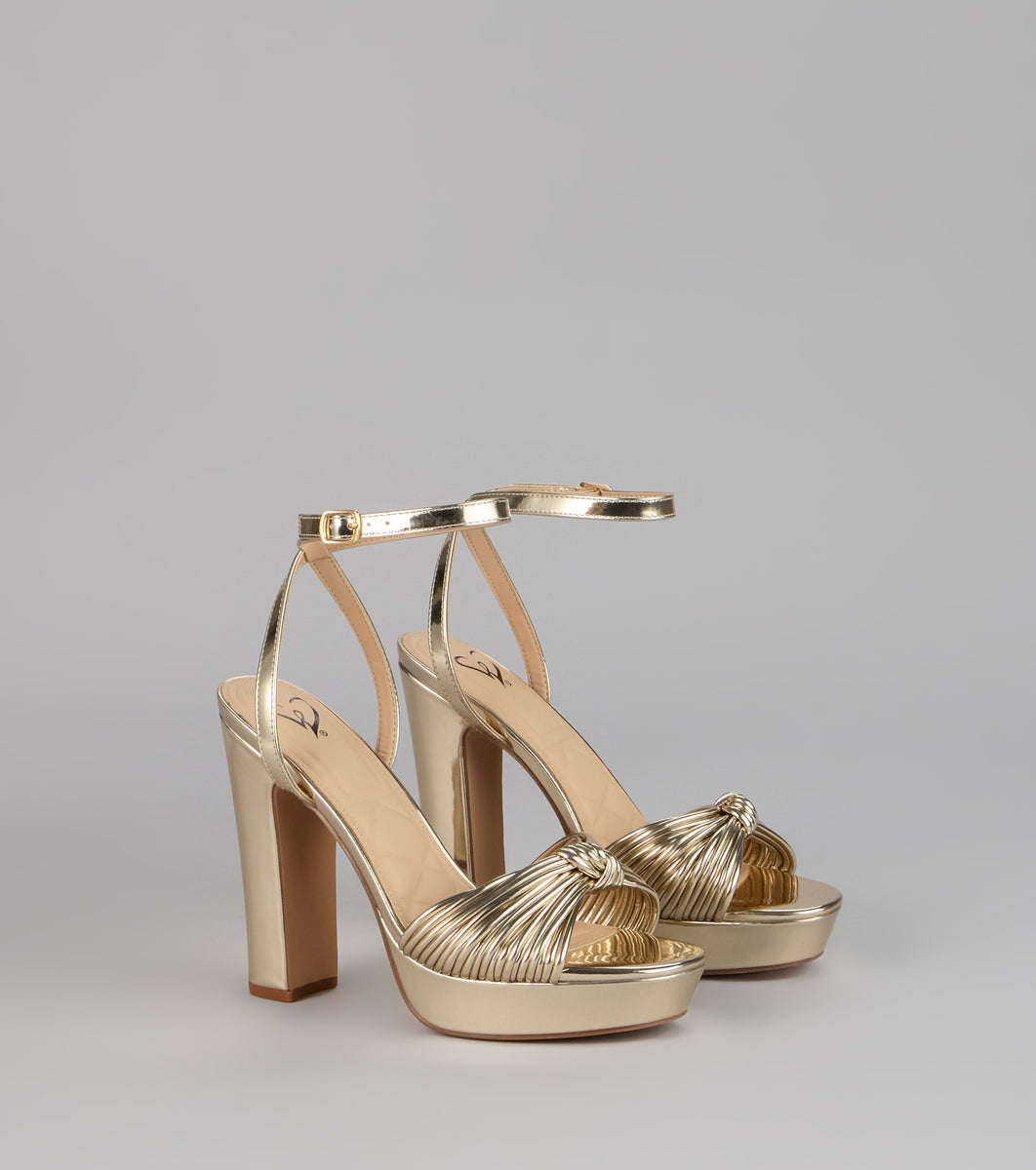 Extra Shine Chrome Platform Block Heels & Windsor