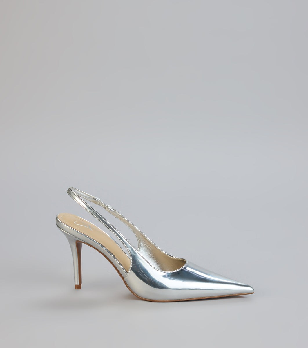 Mirror Finish Metallic Slingback Pumps & Windsor