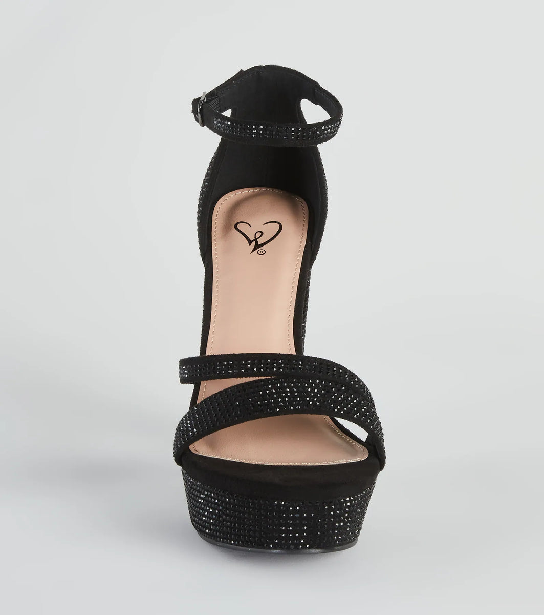 Glitzy Status Rhinestone Platform Heels & Windsor