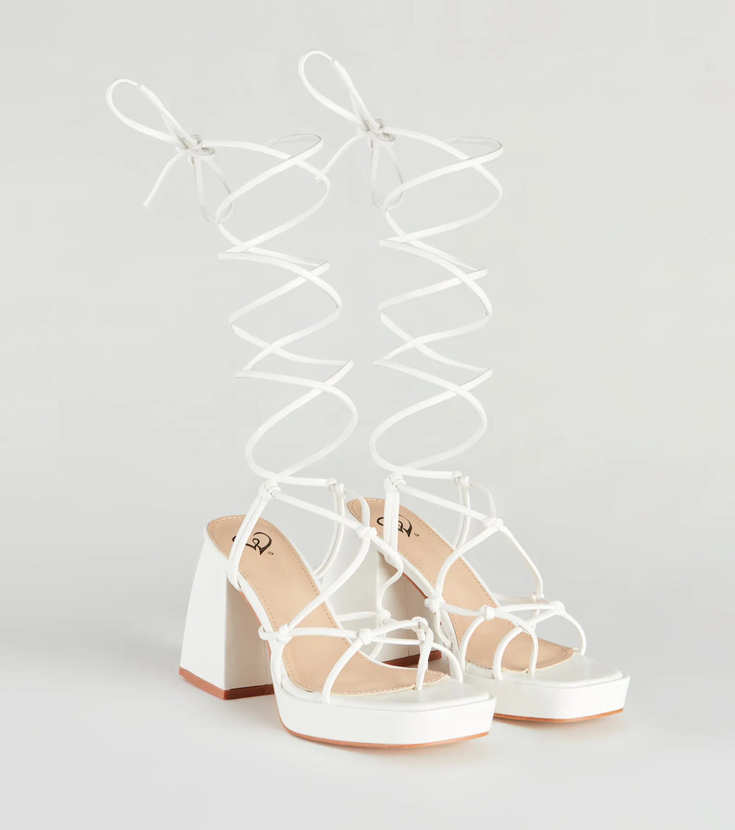 Chic Strut Lace-Up Platform Block Heels & Windsor