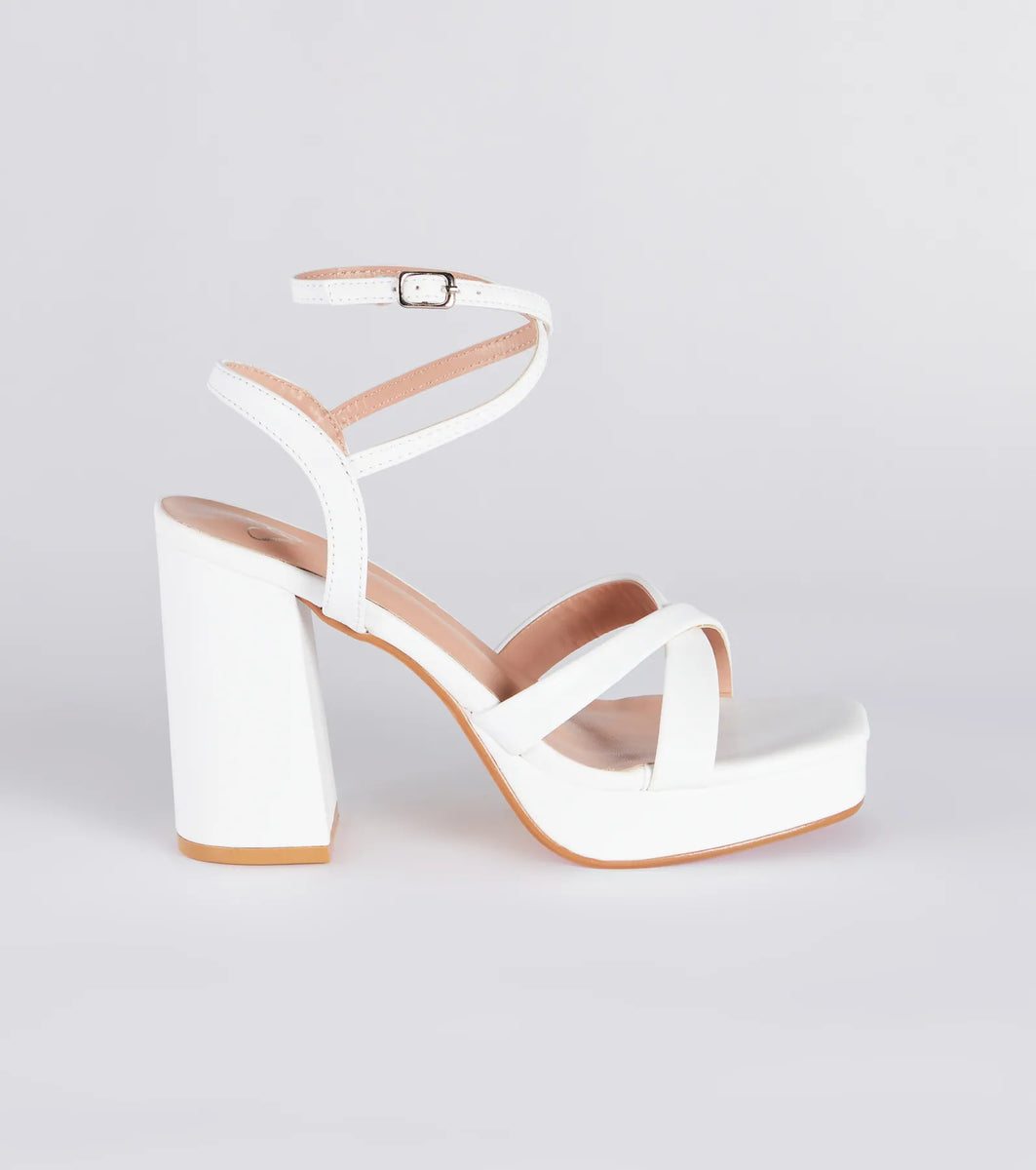 Criss Cross And Tell Platform Block Heels & Windsor