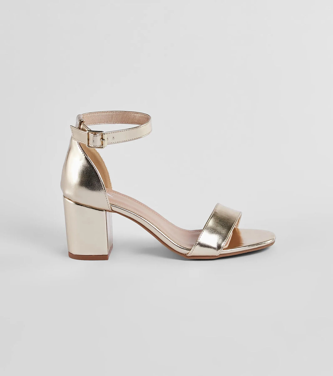 Shine Factor Metallic Low-Block Heels & Windsor