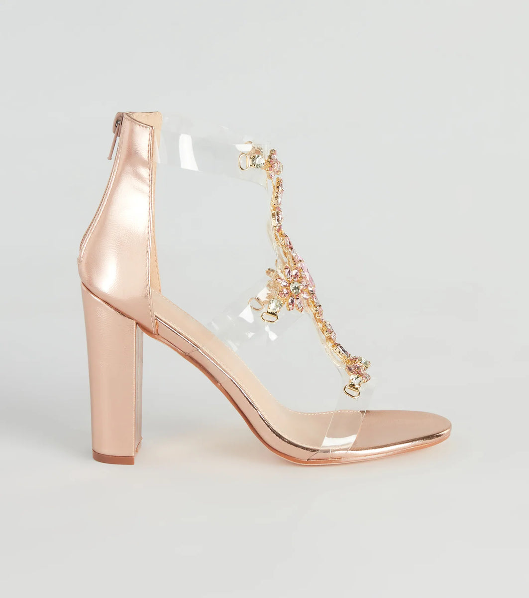 Gorgeous Glam Gemstone Metallic Block Heels & Windsor