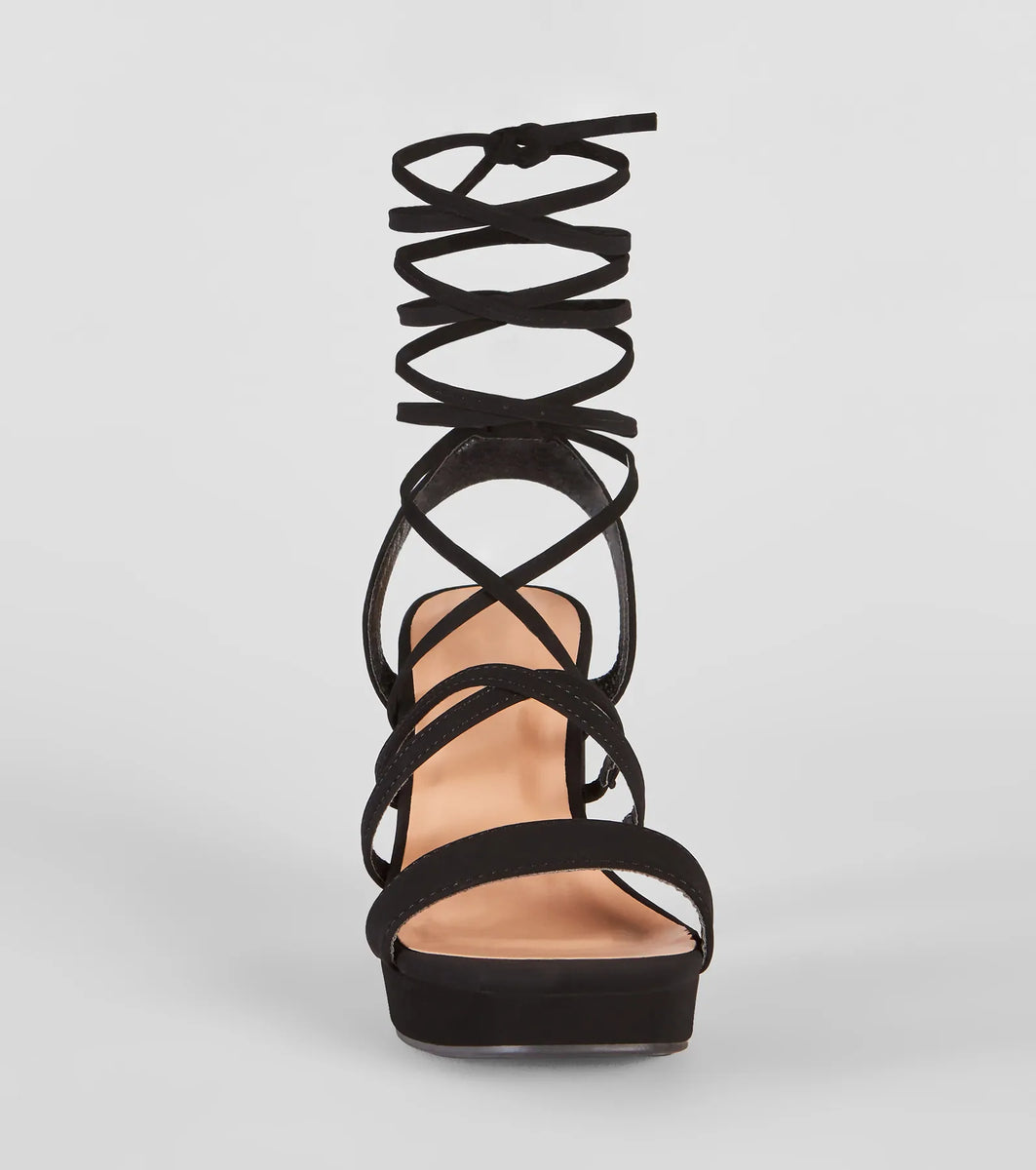Drama Alert Lace-Up Platform Block Heels & Windsor