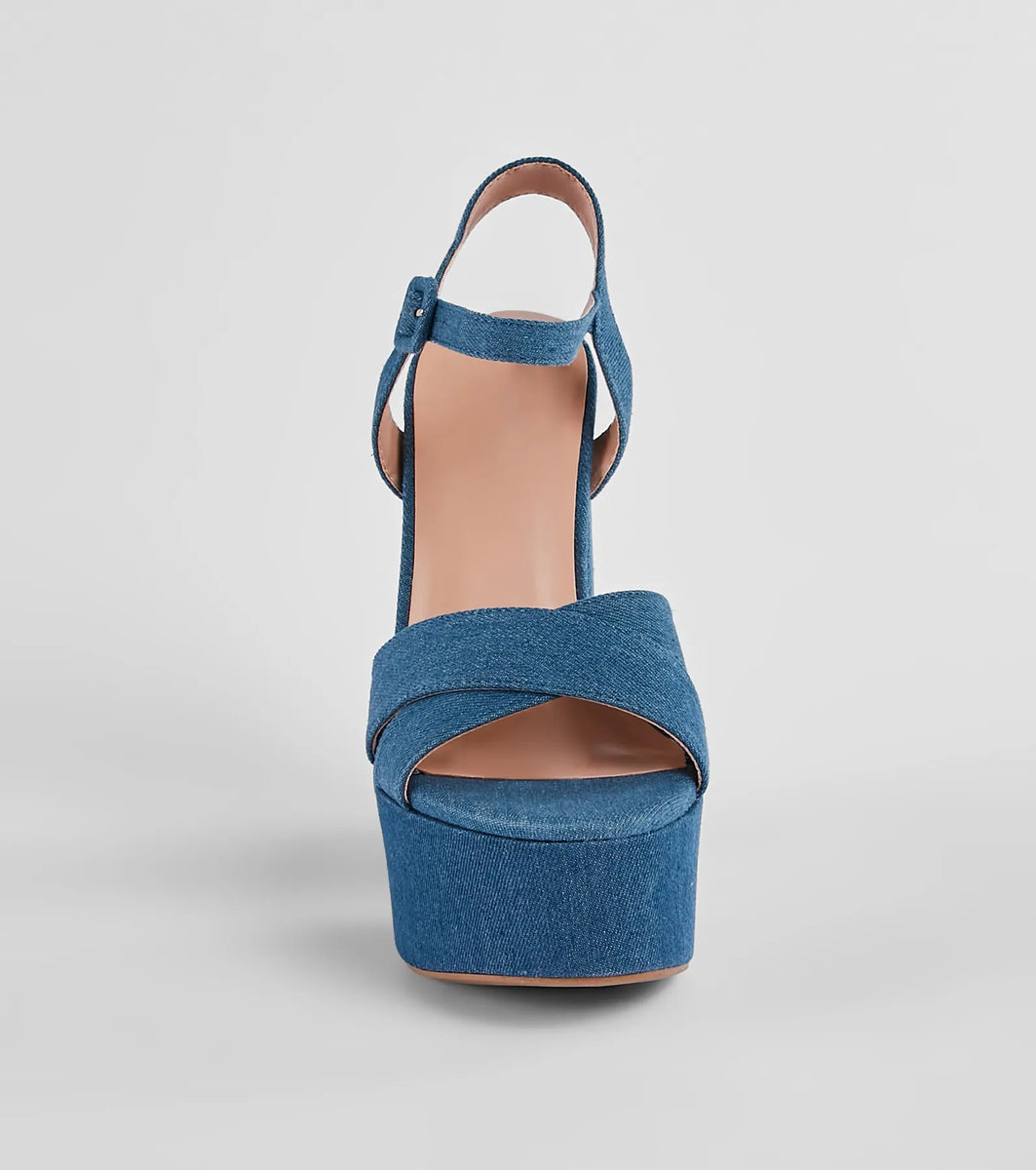 Carpe Denim Platform Block Heels & Windsor