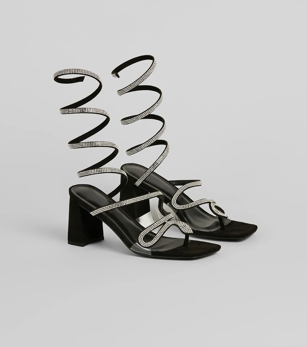 Slay The Scene Snake Strap Block Heels & Windsor