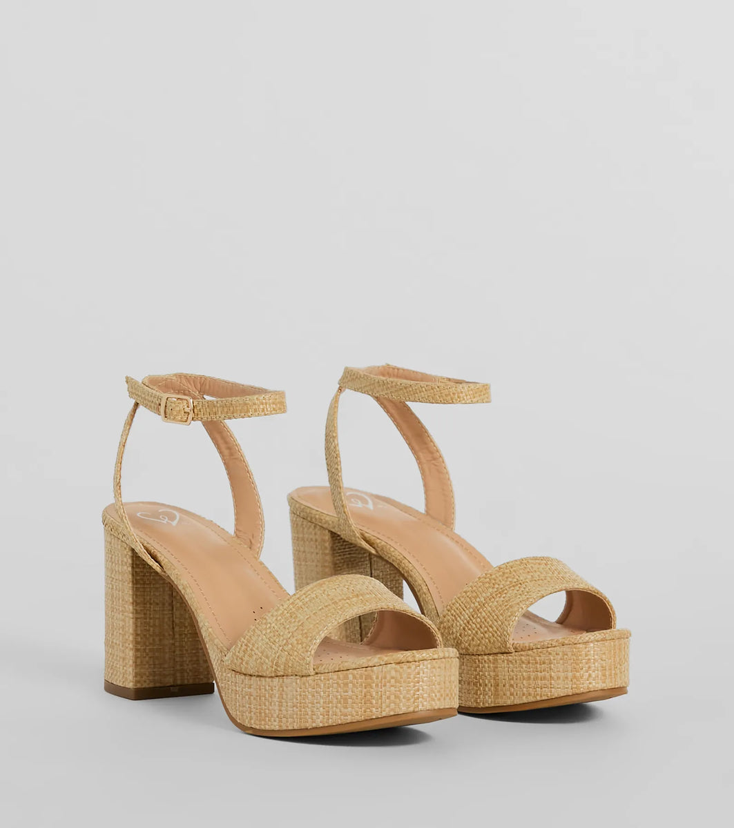 Boho Chic Straw Platform Block Heels & Windsor