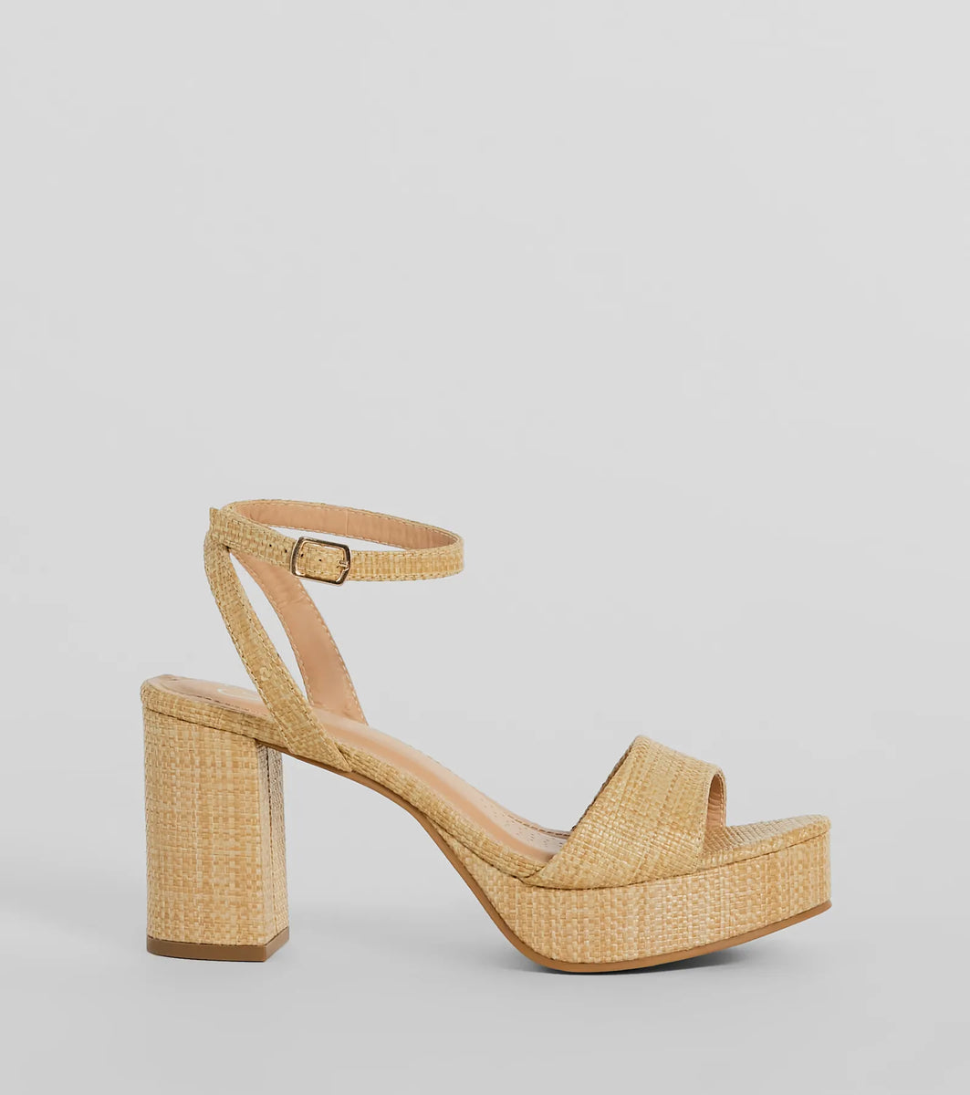Boho Chic Straw Platform Block Heels & Windsor