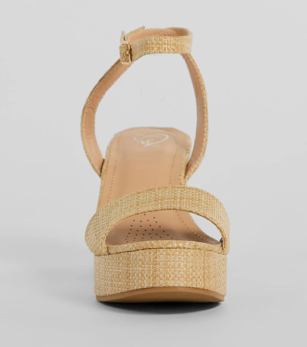 Boho Chic Straw Platform Block Heels & Windsor