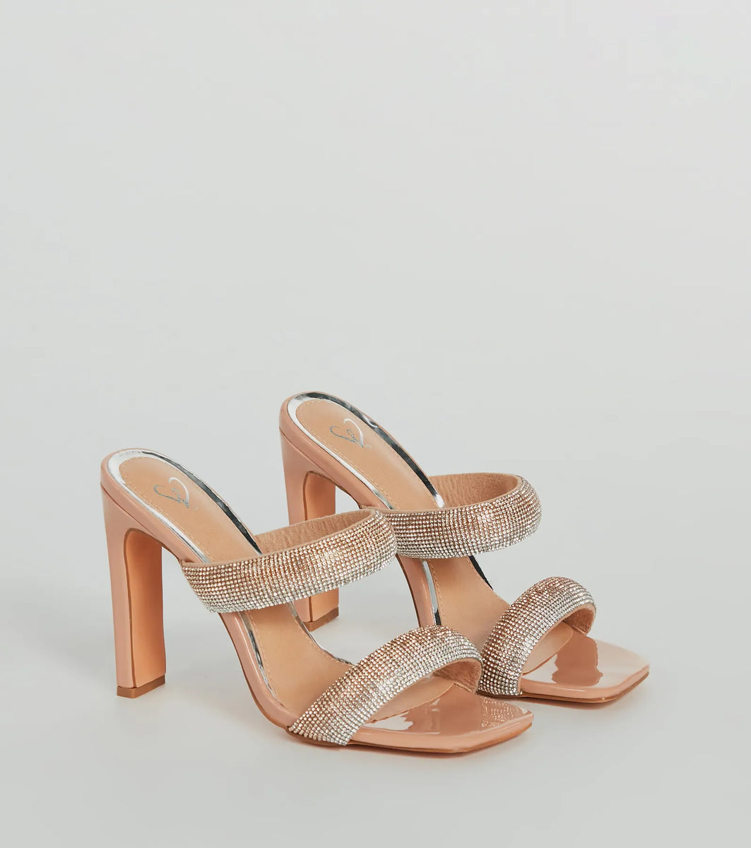 Color Me Glam Ombre Rhinestone Block Heel Mules & Windsor