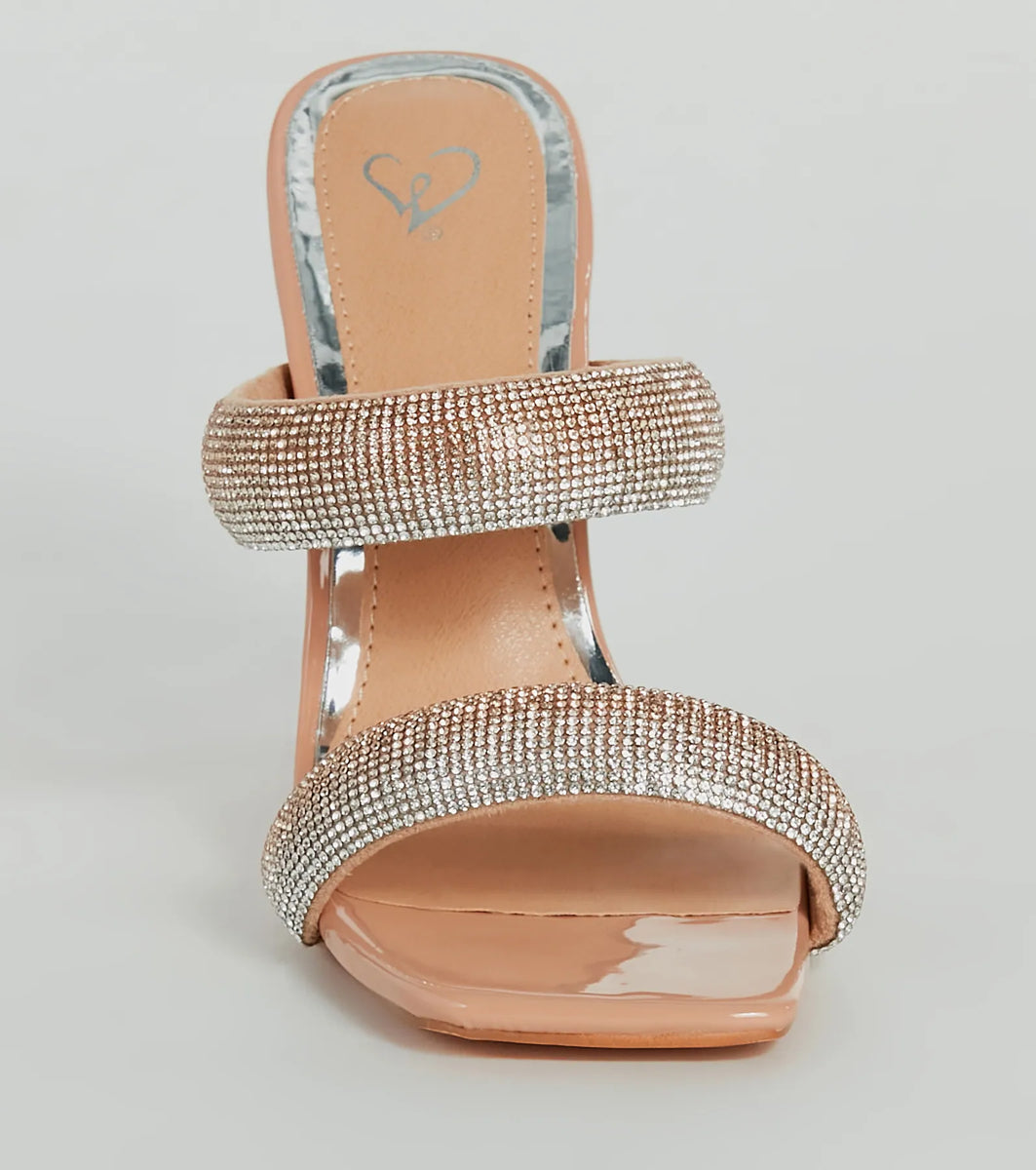 Color Me Glam Ombre Rhinestone Block Heel Mules & Windsor
