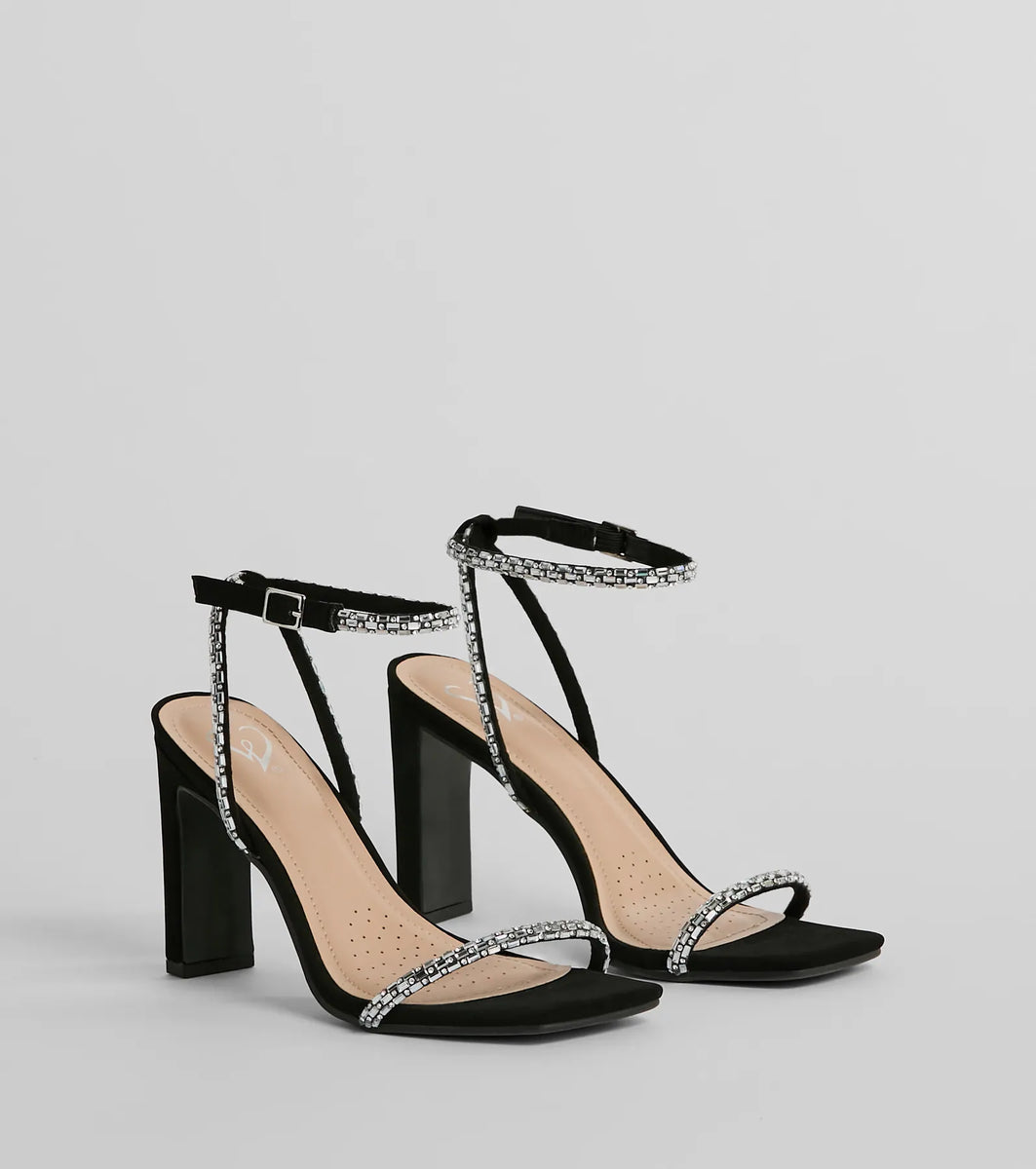 Absolute Diva Baguette Rhinestone Block Heels & Windsor