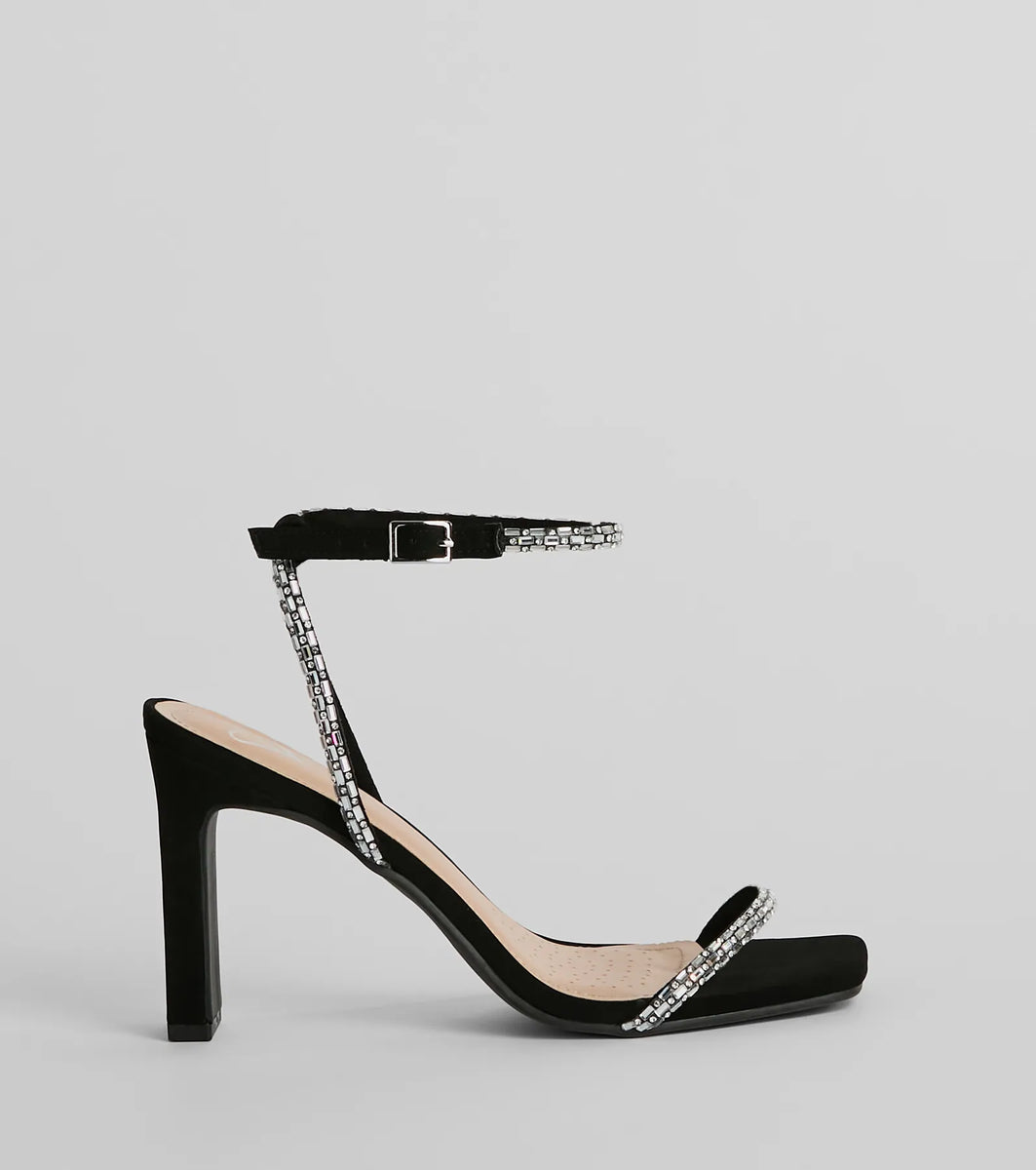 Absolute Diva Baguette Rhinestone Block Heels & Windsor