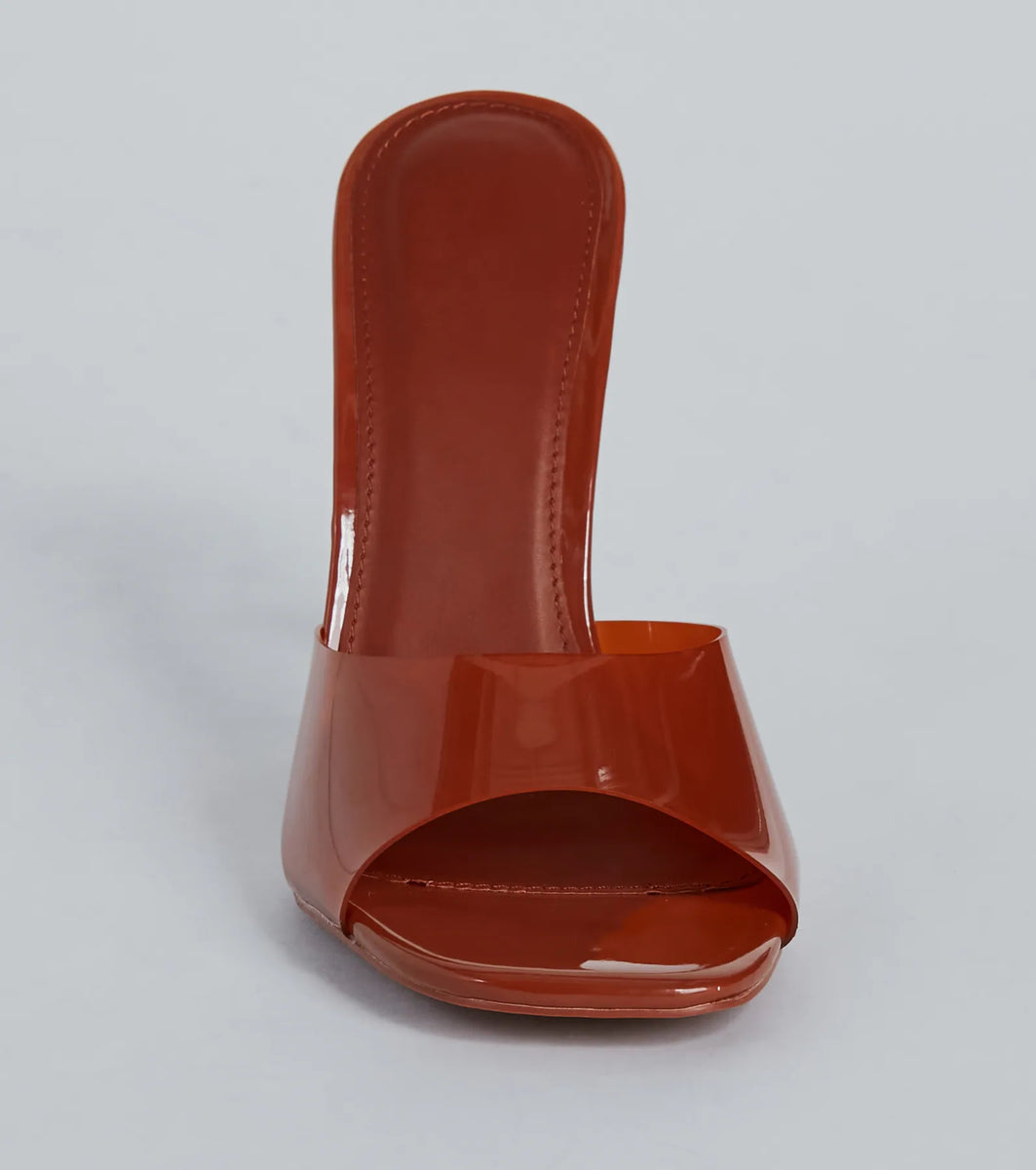 Staying Cute PVC Patent Stiletto Mules & Windsor