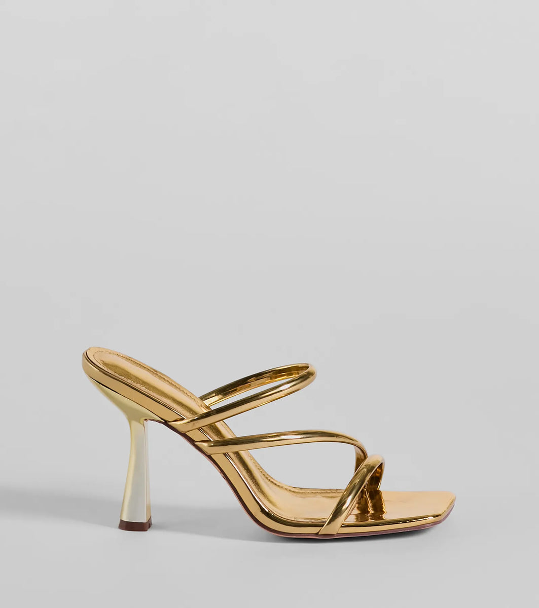 Mirror Shine Strappy Metallic Stiletto Heels & Windsor