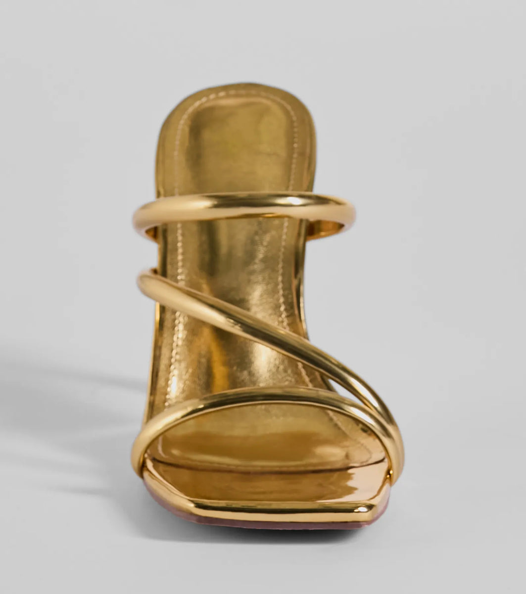 Mirror Shine Strappy Metallic Stiletto Heels & Windsor