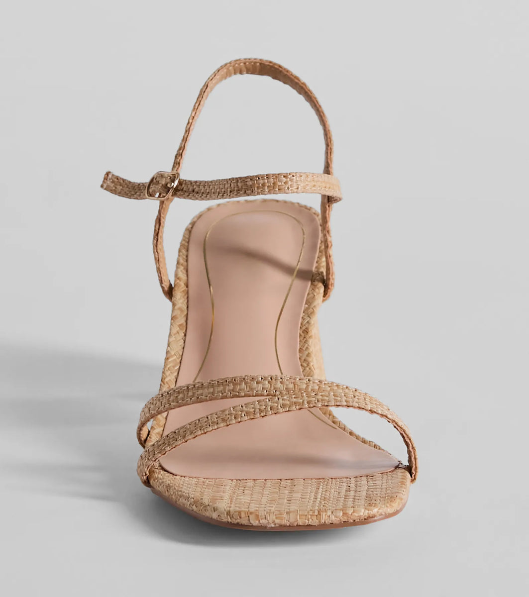 Beachy Perfection Strappy Straw Block Heels & Windsor