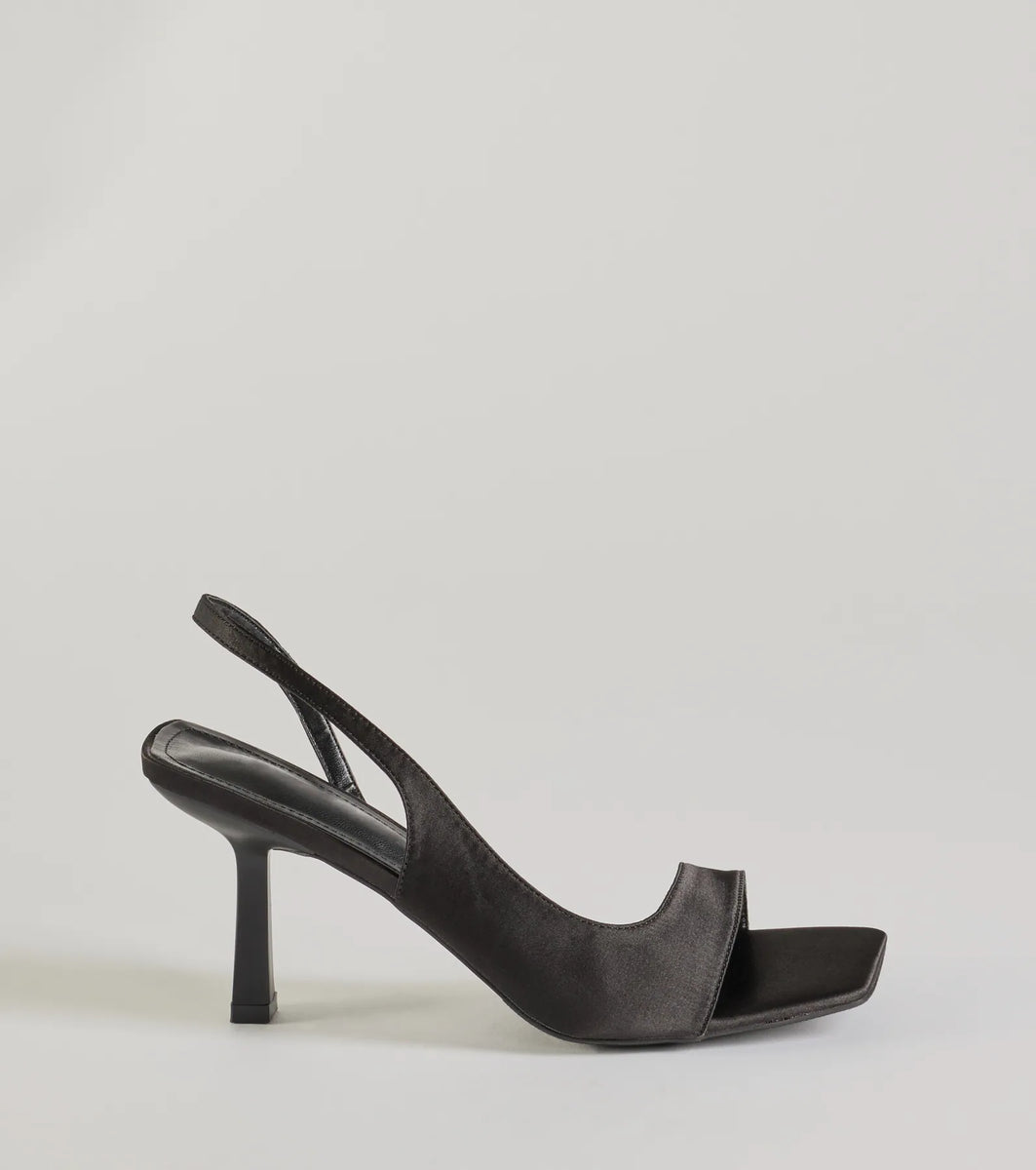 Chic Satin Sling-Back Stiletto Heels & Windsor