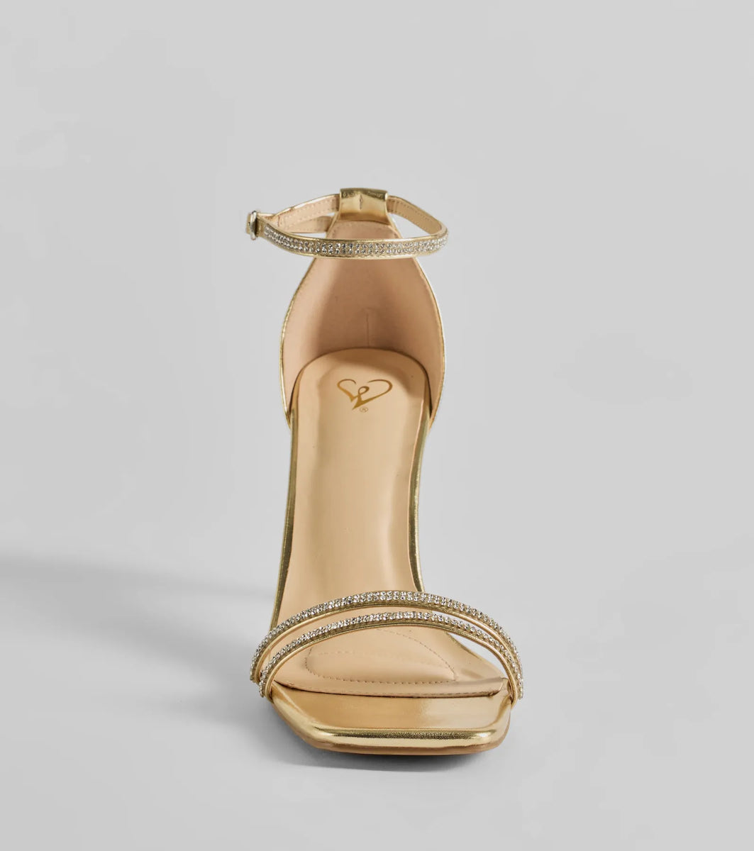 Subtle Luxe Rhinestone Metallic Stiletto Heels & Windsor